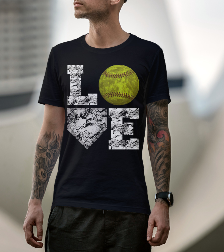 LOVE Softball Home Plate Grunge T-Shirt