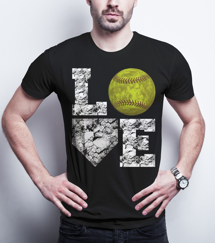 LOVE Softball Home Plate Grunge T-Shirt