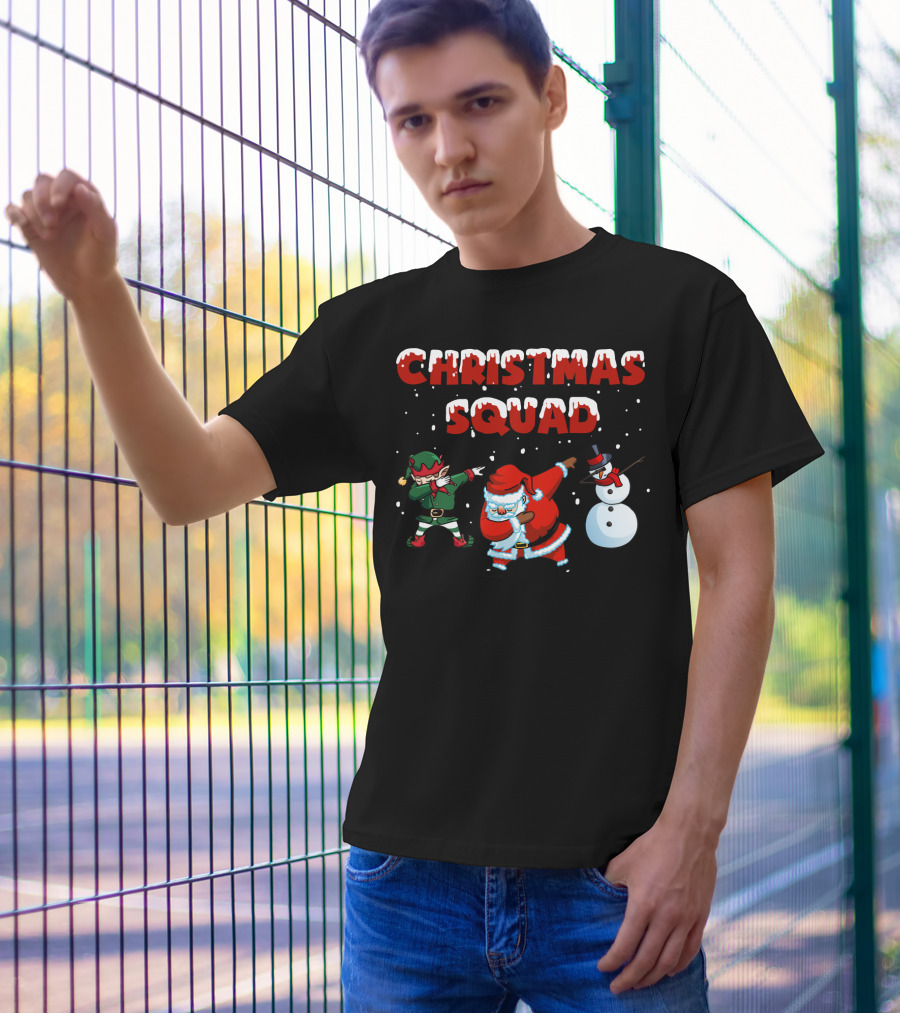 Christmas Squad Santa Elf Snowman Dabbing T-Shirt