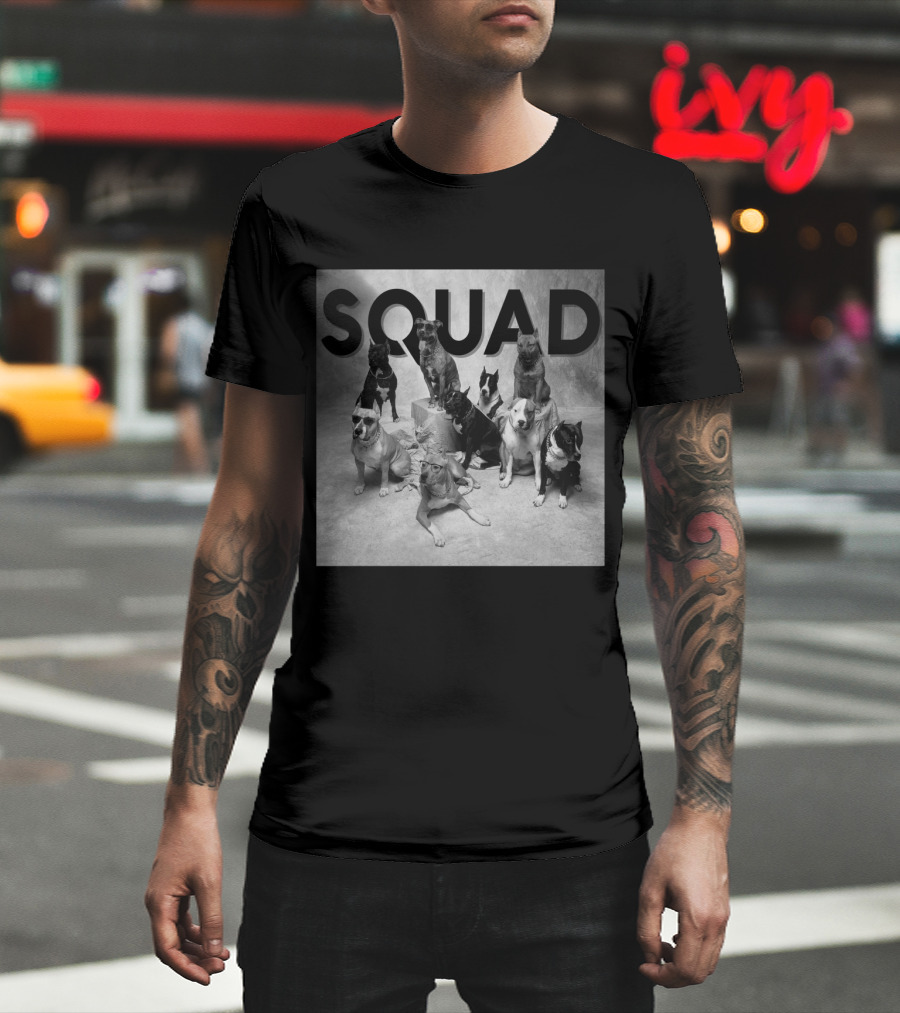 SQUAD Dog Group Black And White Photography T-Shirt