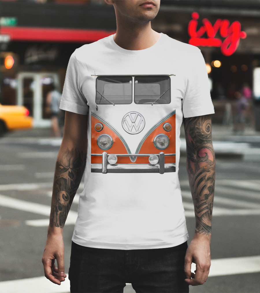 Volkswagen Orange Bus Front Vintage Look T-Shirt