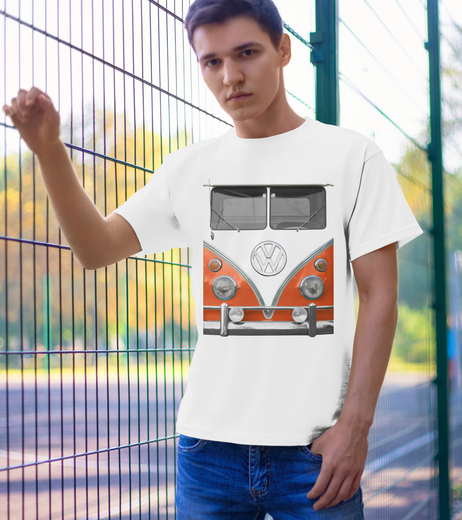 Volkswagen Orange Bus Front Vintage Look T-Shirt
