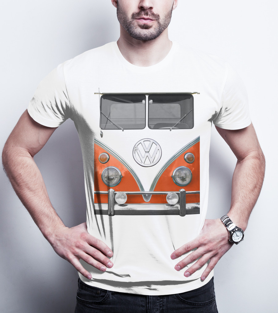 Volkswagen Orange Bus Front Vintage Look T-Shirt