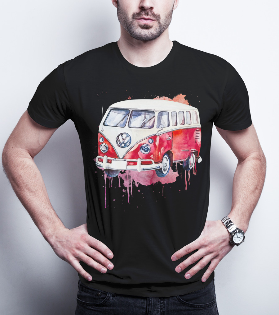 Volkswagen Camper Van Watercolor T-Shirt