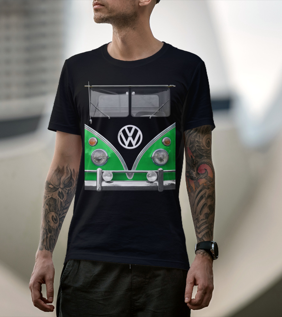 Volkswagen Bus Front Green Black T-Shirt