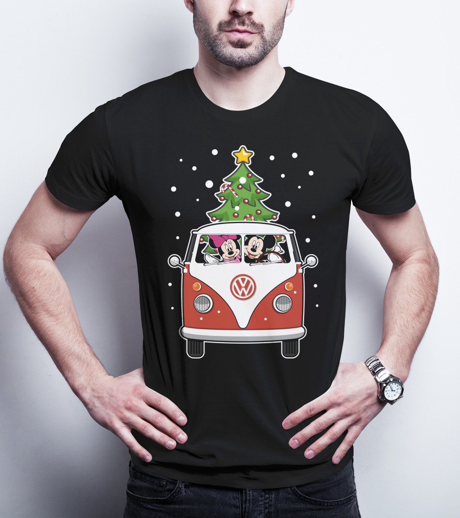 Volkswagen Christmas Van With Mickey And Minnie T-Shirt