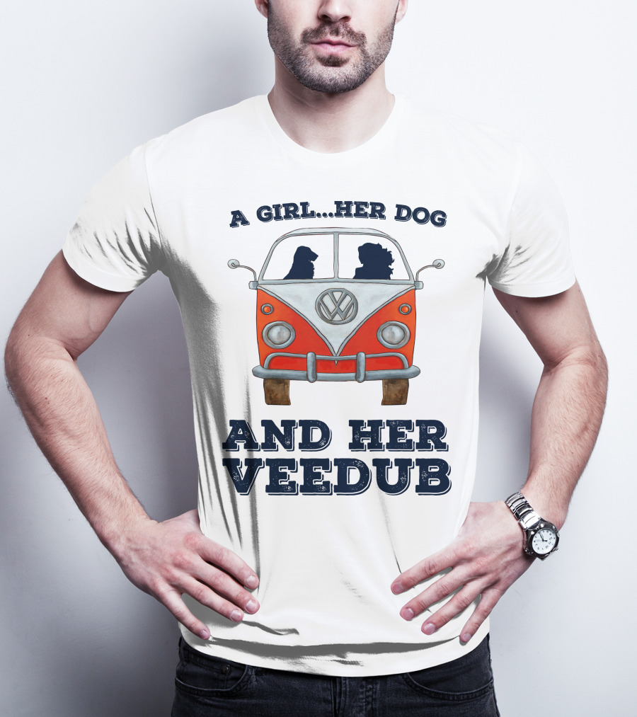 A Girl Her Dog And Her Veedub Volkswagen Bus T-Shirt