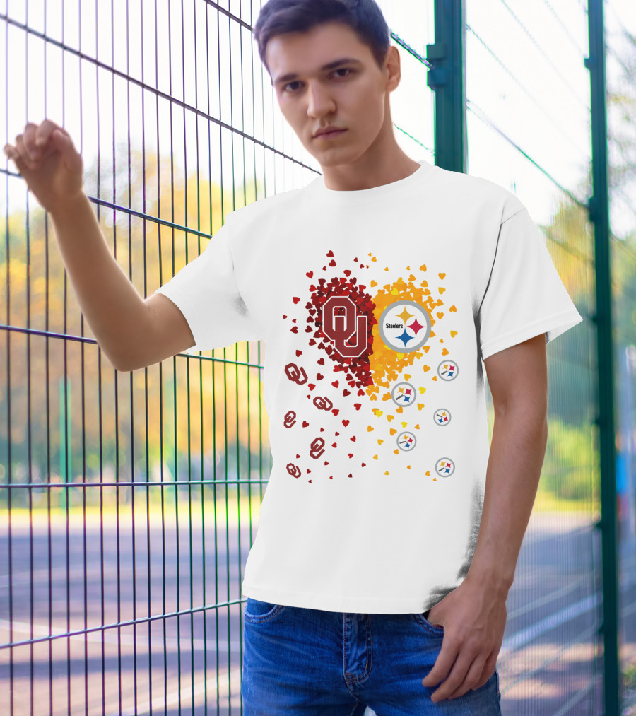 Oklahoma Sooners Steelers Heart Symbol Fusion T-Shirt