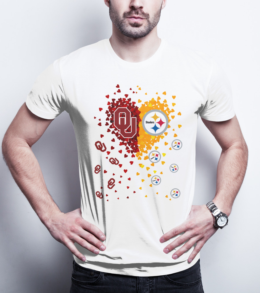 Oklahoma Sooners Steelers Heart Symbol Fusion T-Shirt