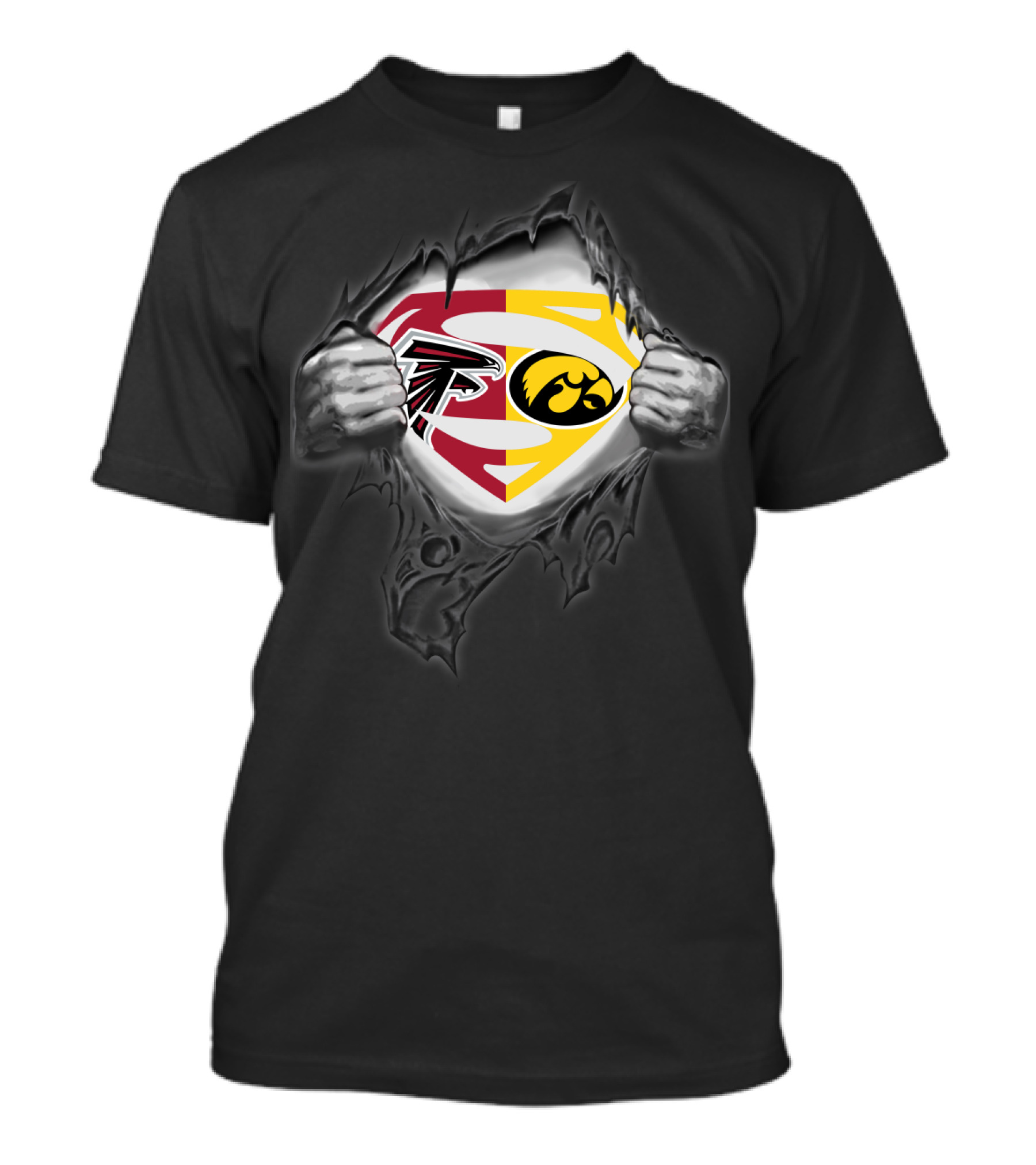 Atlanta Falcons Iowa Hawkeyes Superman Logo Mashup T-Shirt