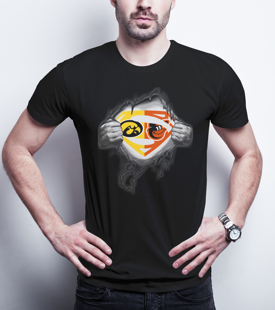 Hawkeyes Baltimore Orioles Superman Logo Mashup T-Shirt