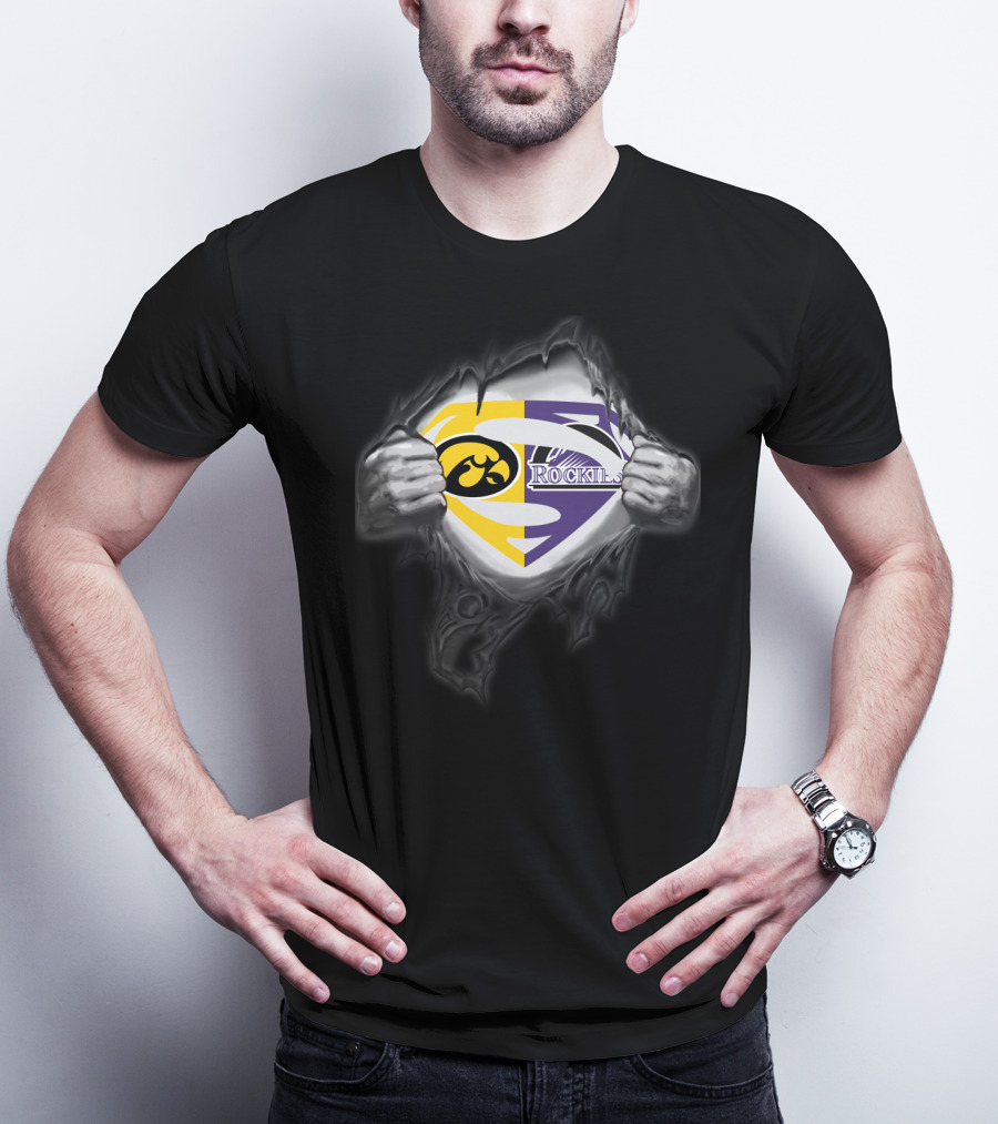 Hawkeyes Colorado Rockies Superman Logo Fusion T-Shirt