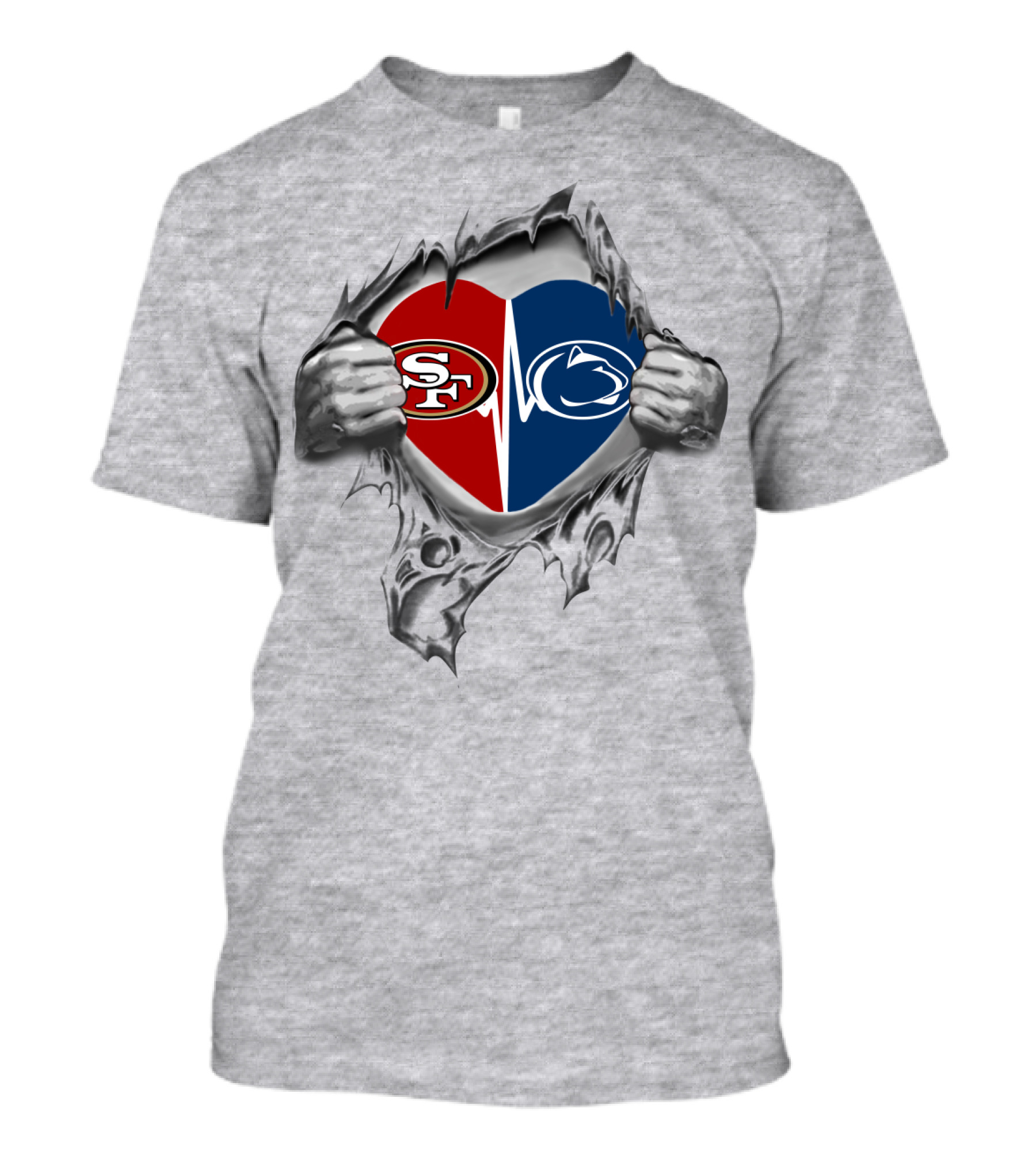 San Francisco 49ers Penn State Heart Logo Fusion T-Shirt