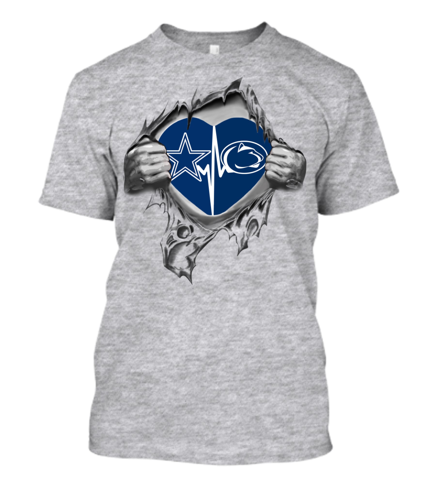 Dallas Cowboys Penn State Heartbeat Logo Выставочное Фото T-Shirt