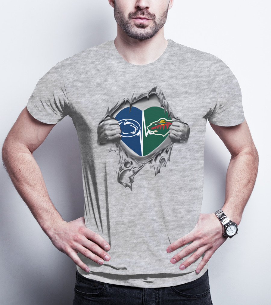 Minnesota Wild Penn State Heartbeat Divide T-Shirt