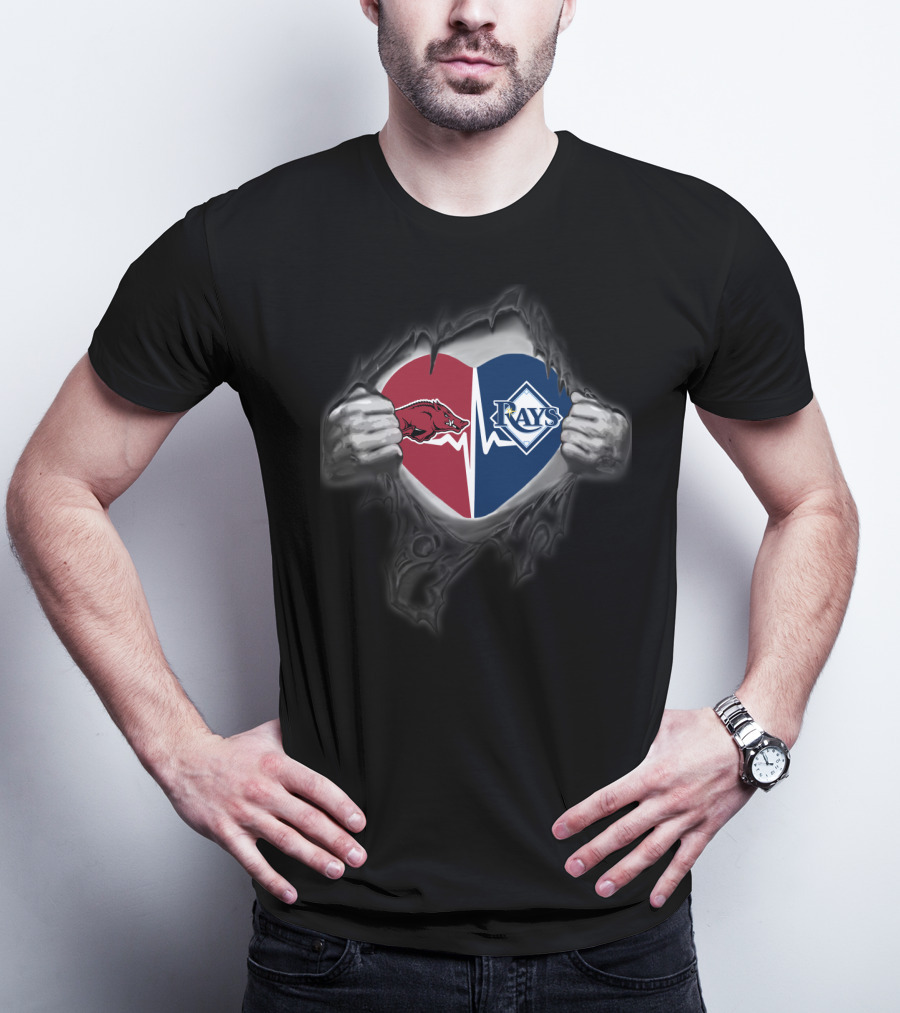 Arkansas Razorbacks Tampa Bay Rays Heart T-Shirt