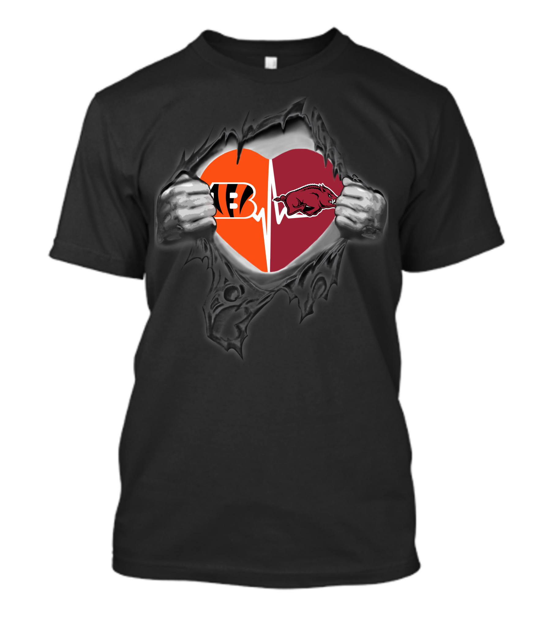Cincinnati Bengals Arkansas Razorbacks Heartbeat Fan Passion T-Shirt