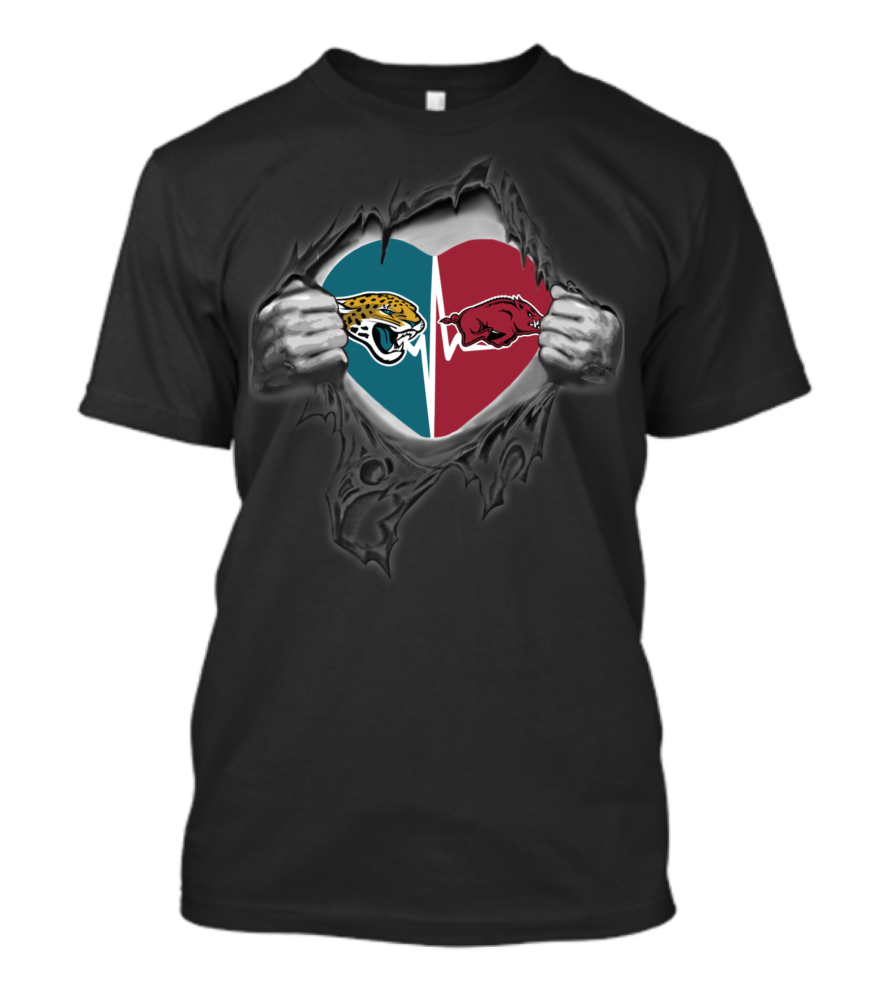Jacksonville Jaguars Arkansas Razorbacks Heart Logo Fan T-Shirt