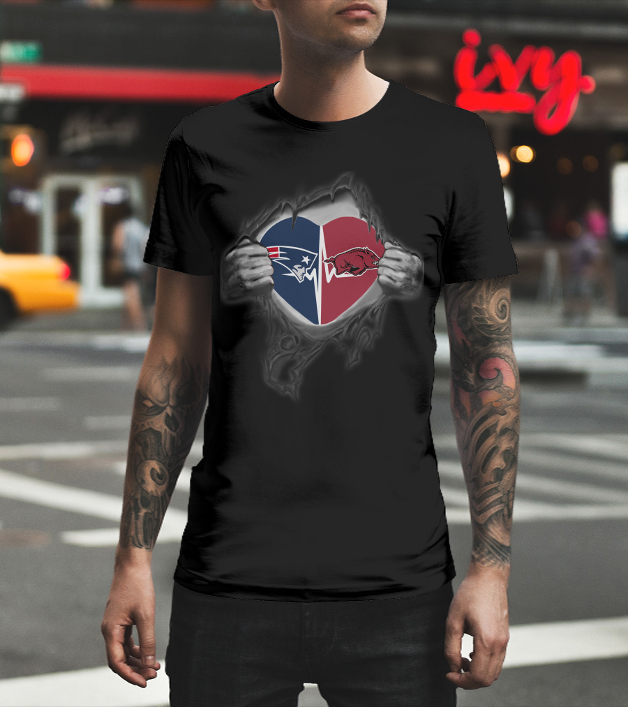 Patriots Arkansas Razorbacks Heart T-Shirt