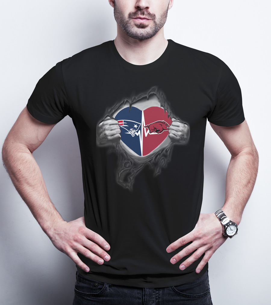 Patriots Arkansas Razorbacks Heart T-Shirt