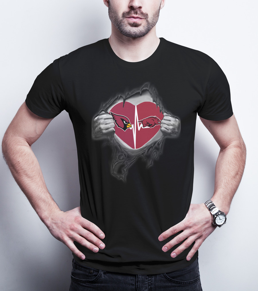 Arizona Cardinals Arkansas Razorbacks Heartbeat Logo Blend T-Shirt