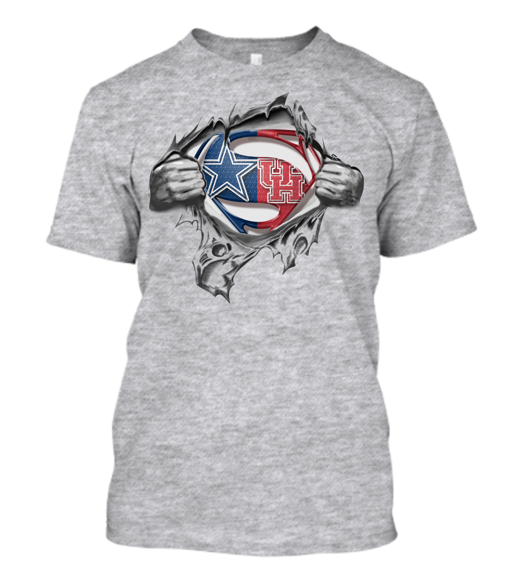 Cowboys Houston Cougars Superman Symbol Fusion Graphic Featuring Star And UH T-Shirt