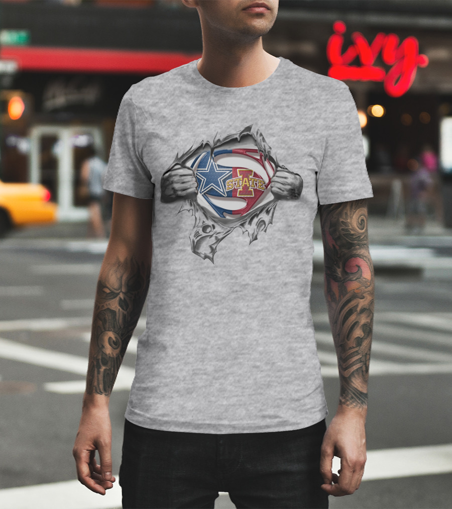 Cowboys Iowa State Cyclones Superman Logo Mashup T-Shirt