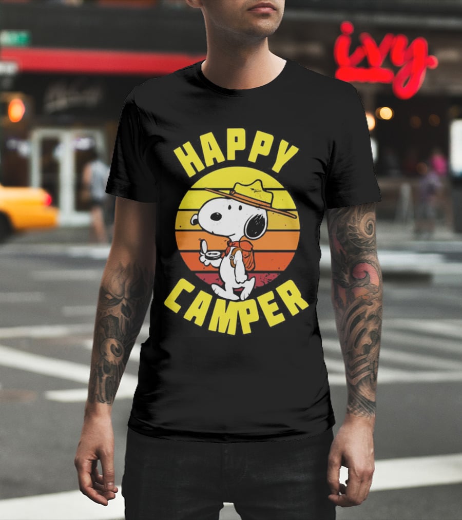 Snoopy Happy Camper Vintage Sunset Peanuts T-Shirt