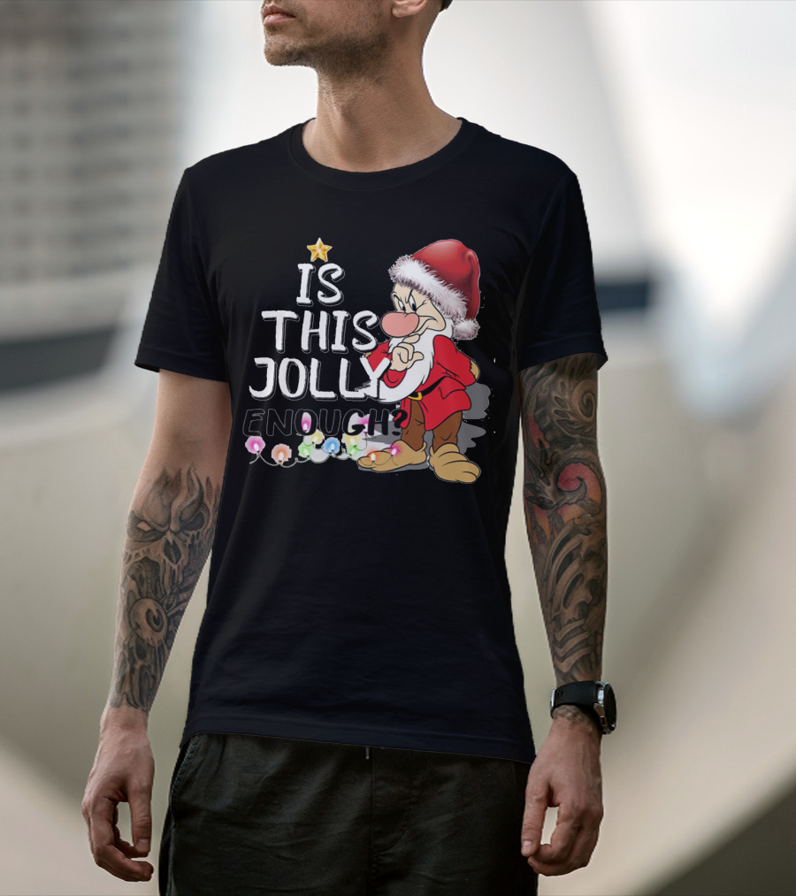 Grumpy Santa Is This Jolly Enough With Festive Lights T-Shirt