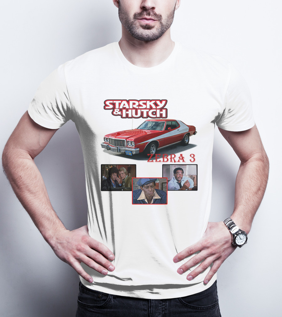 Starsky And Hutch Zebra 3 Car And Characters T-Shirt
