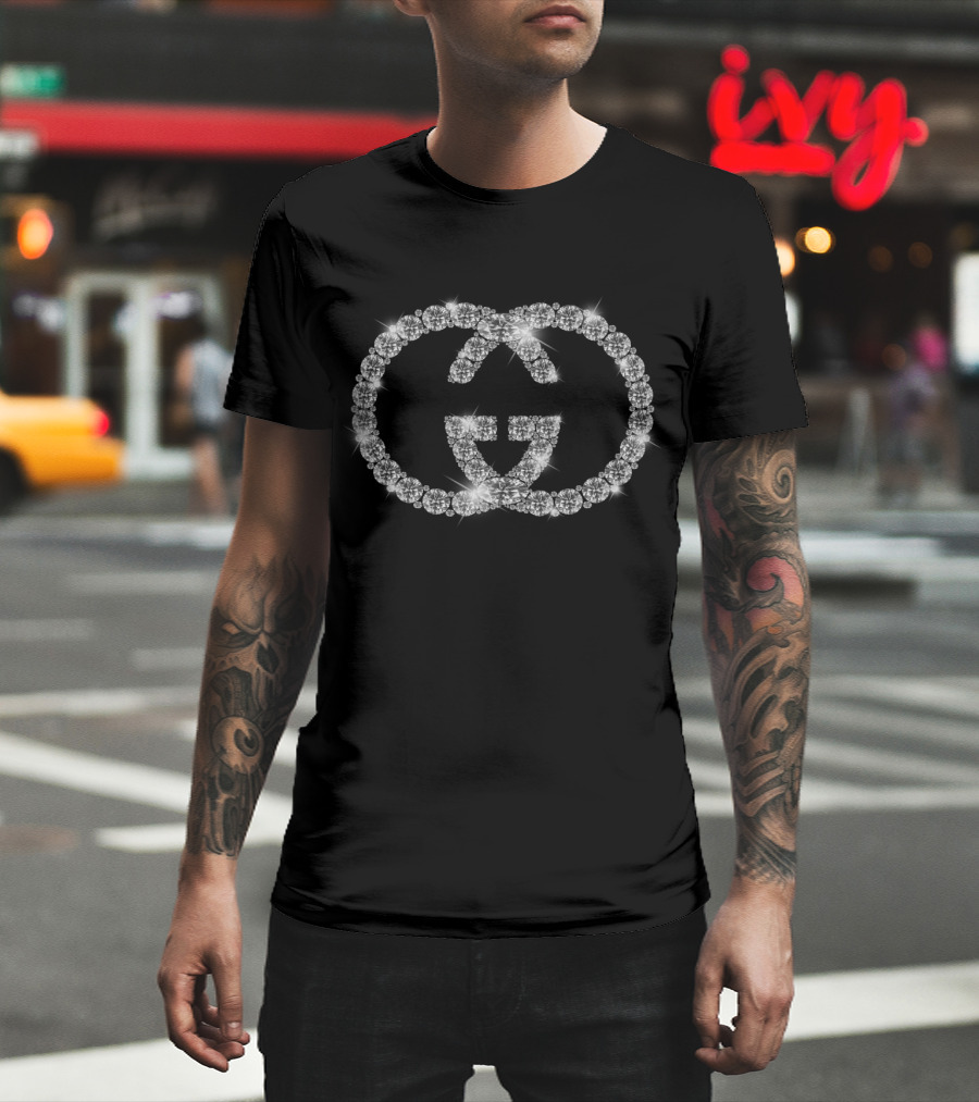 GCGC Crystal Embellished Double G T-Shirt
