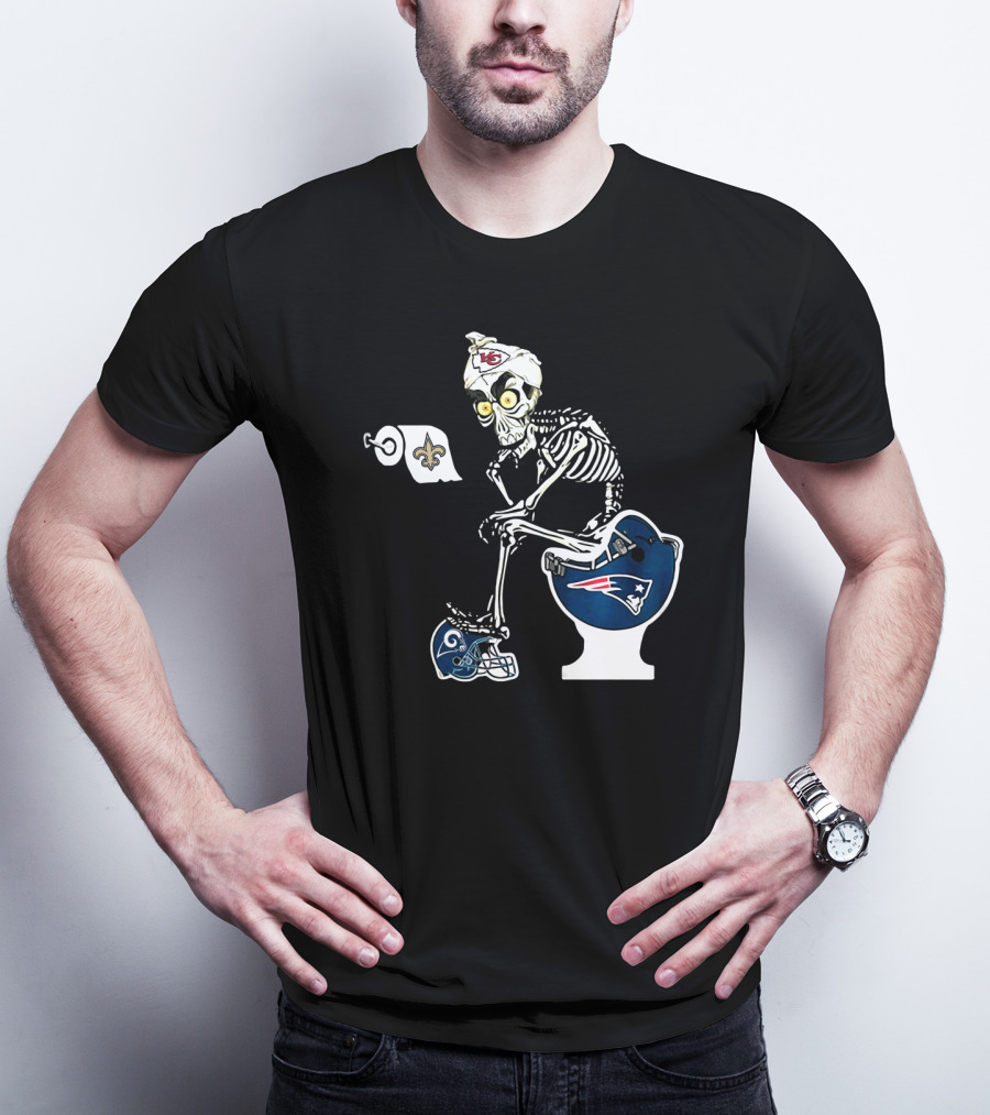 Chiefs Skeleton Patriots Toilet Saints Rams Helmet T-Shirt