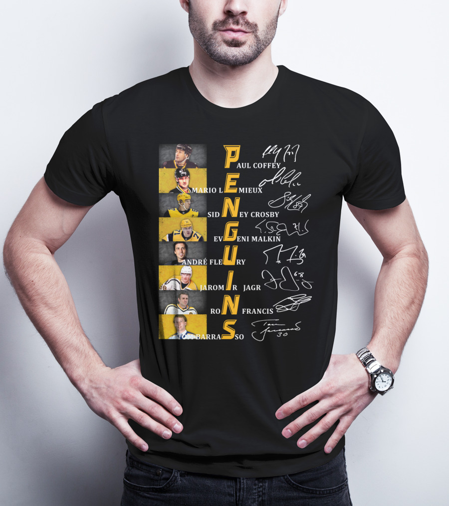 Penguins Paul Coffey Mario Lemieux Sidney Crosby Evgeni Malkin André Fleury Jaromír Jagr Ron Francis Tom Barrasso T-Shirt
