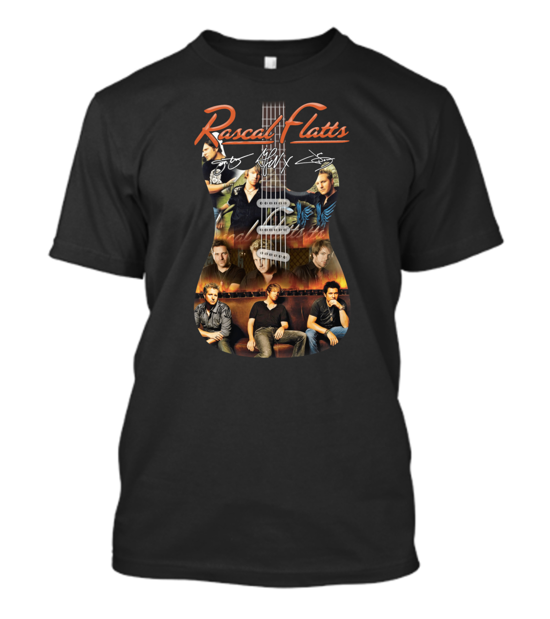 Rascal Flatts Guitar Collage With Band Signatures T-Shirt