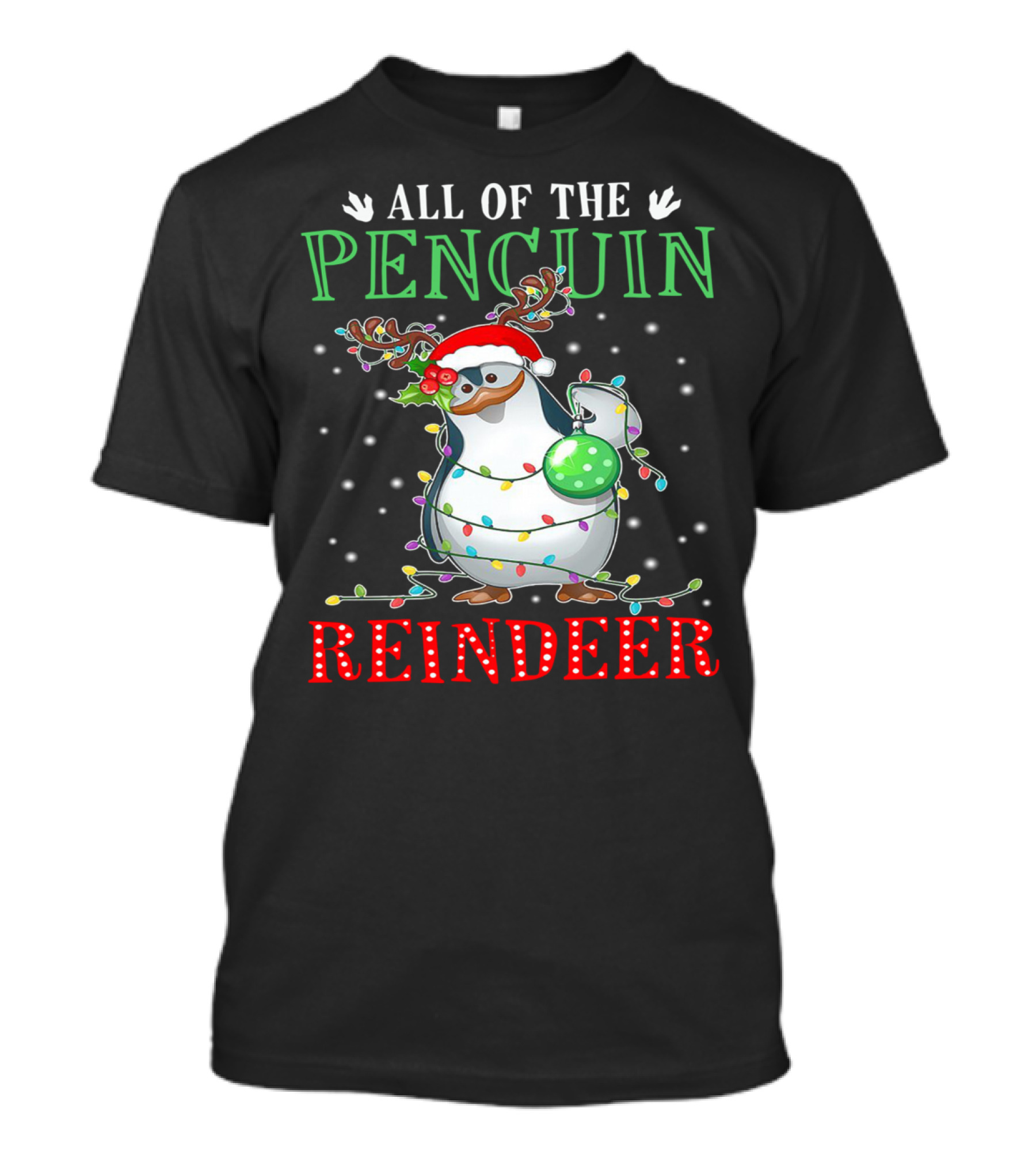 All Of The Penguin Reindeer Christmas Lights T-Shirt