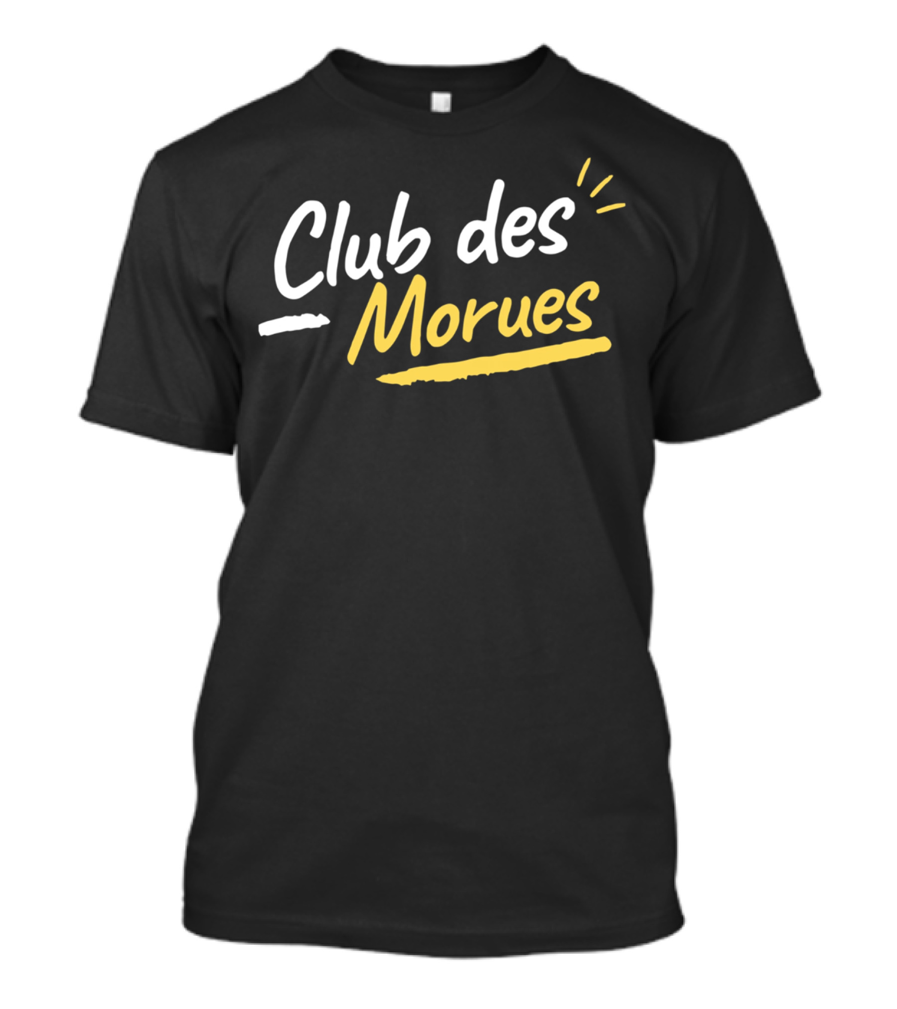Club Des Morues Bold Yellow Brushstroke Text T-Shirt
