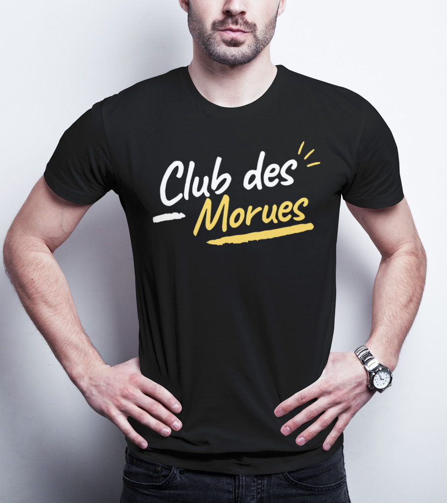 Club Des Morues Bold Yellow Brushstroke Text T-Shirt