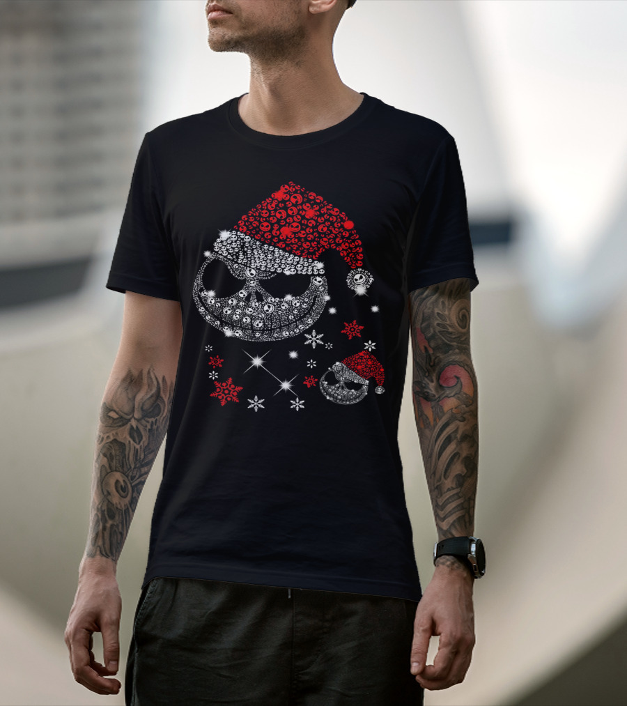 Santa Jack Skellington Christmas Diamond Snowflakes T-Shirt