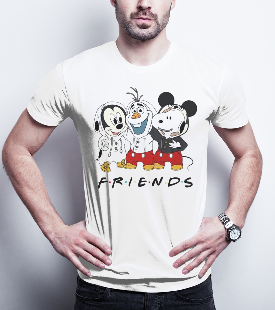 Friends Mickey Olaf Snoopy Crossover Icons T-Shirt