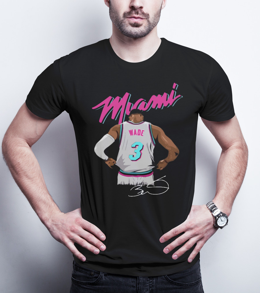 Dwyane Wade Miami Heat Number 3 Signature T-Shirt