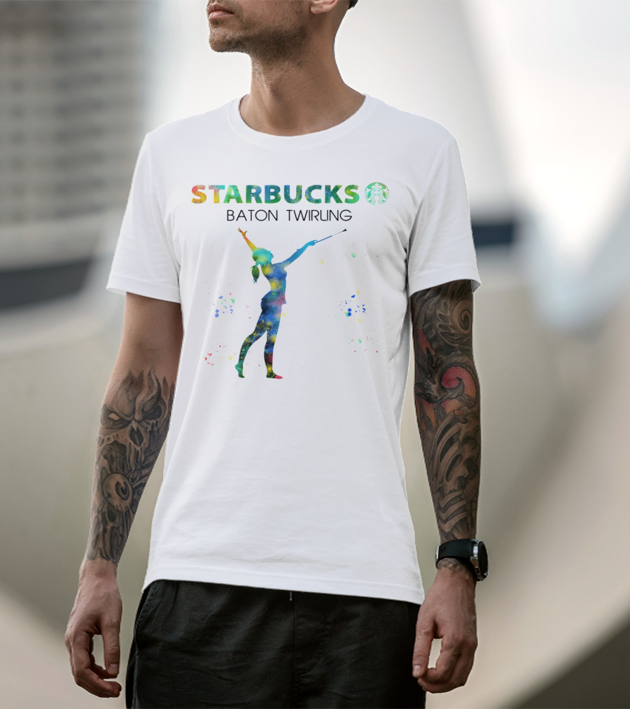 Starbucks Baton Twirling Silhouette Splash T-Shirt
