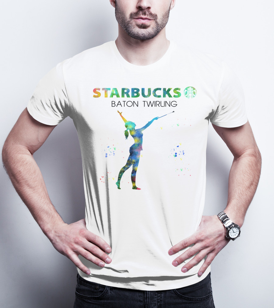 Starbucks Baton Twirling Silhouette Splash T-Shirt