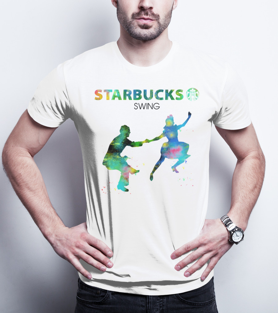 Starbucks Swing Dance Colorful Silhouette Movement T-Shirt