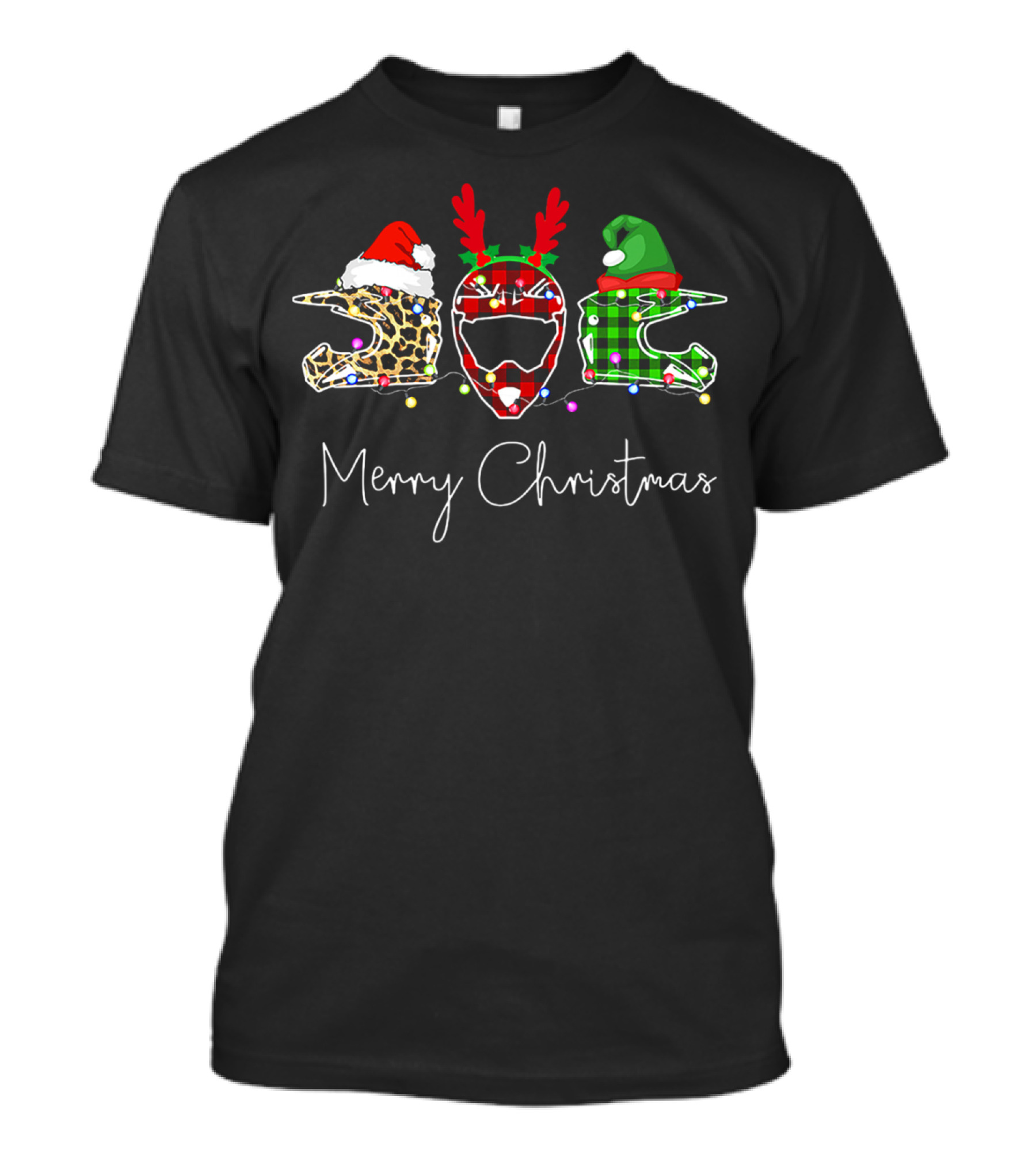 Leopard Plaid Helmets Merry Christmas T-Shirt