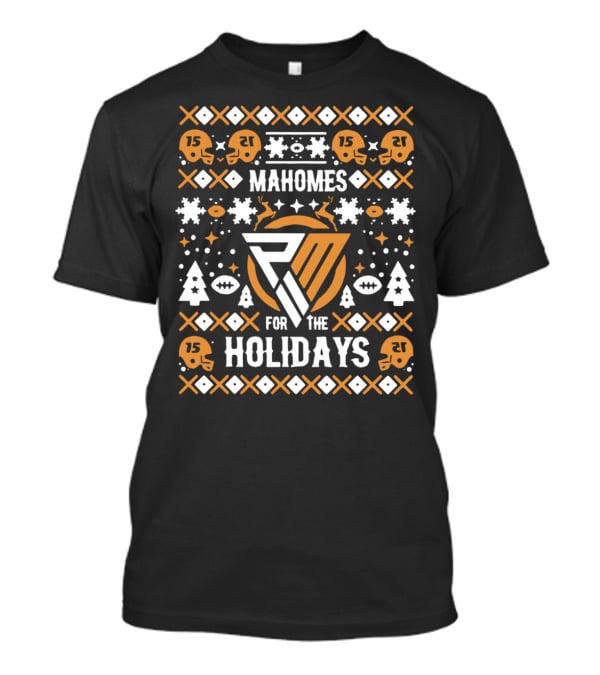 Mahomes For The Holidays PM Holiday Football Helmets Trees Snowflakes Reindeer 15 T-Shirt