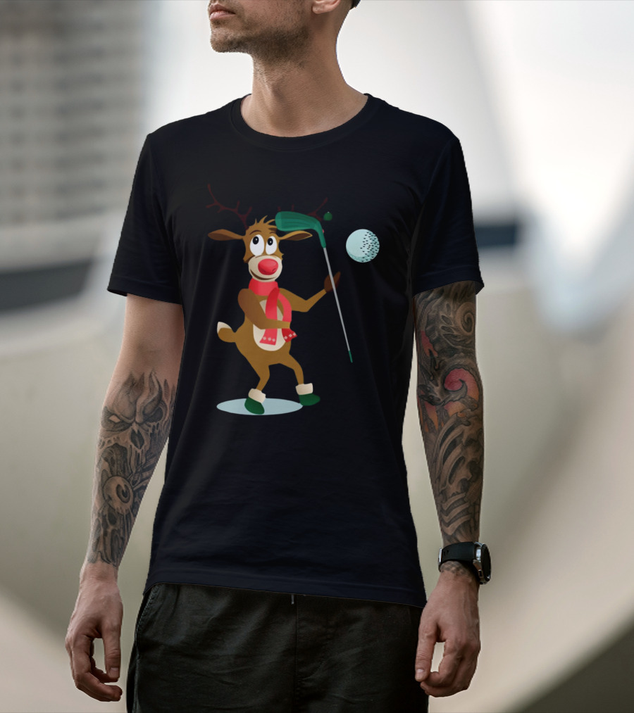 Reindeer Golf Christmas Fun T-Shirt