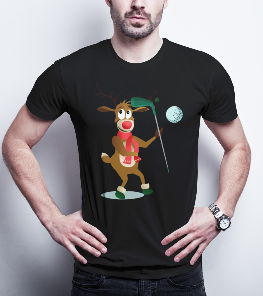 Reindeer Golf Christmas Fun T-Shirt
