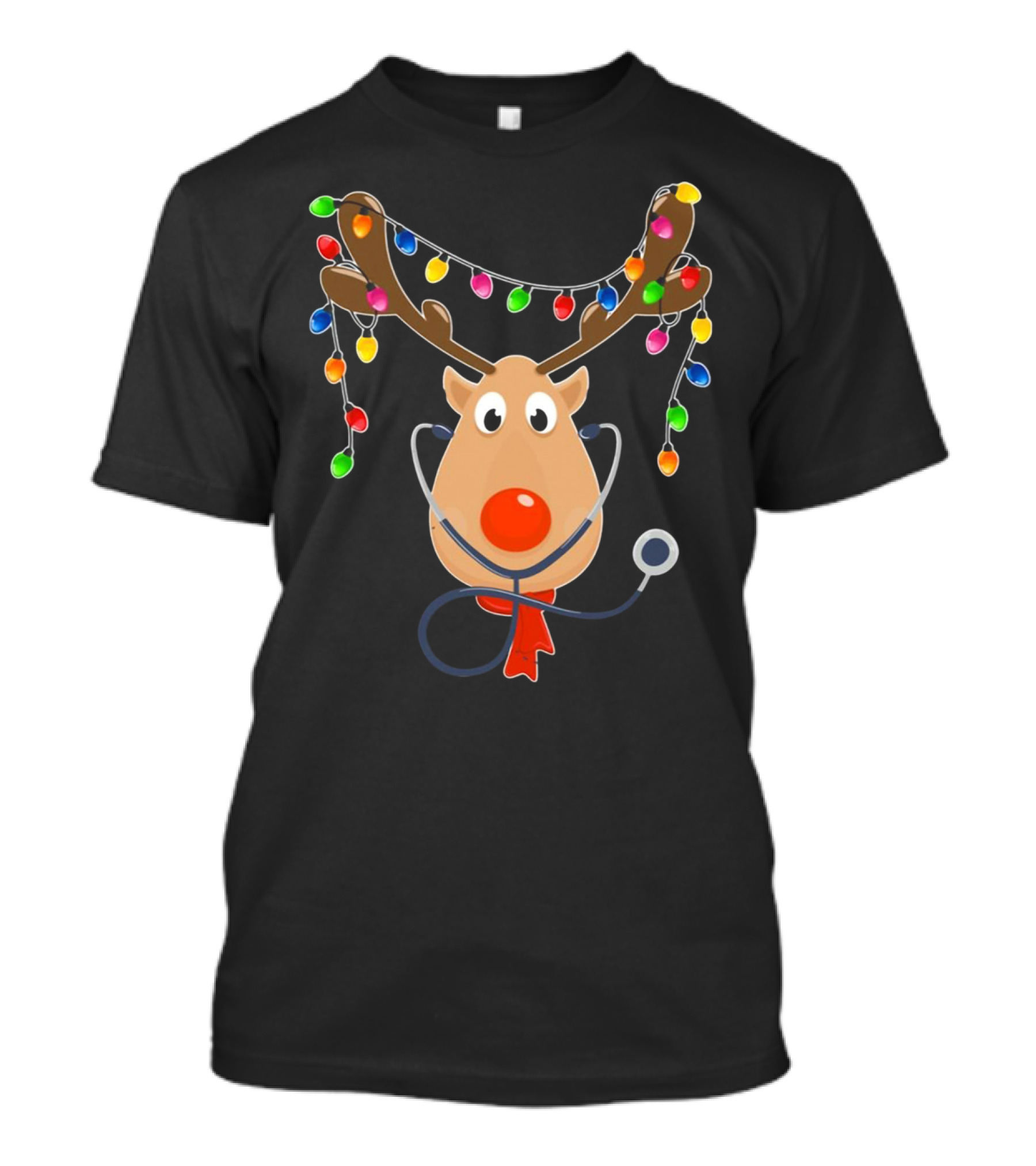 Reindeer Stethoscope Christmas Lights T-Shirt