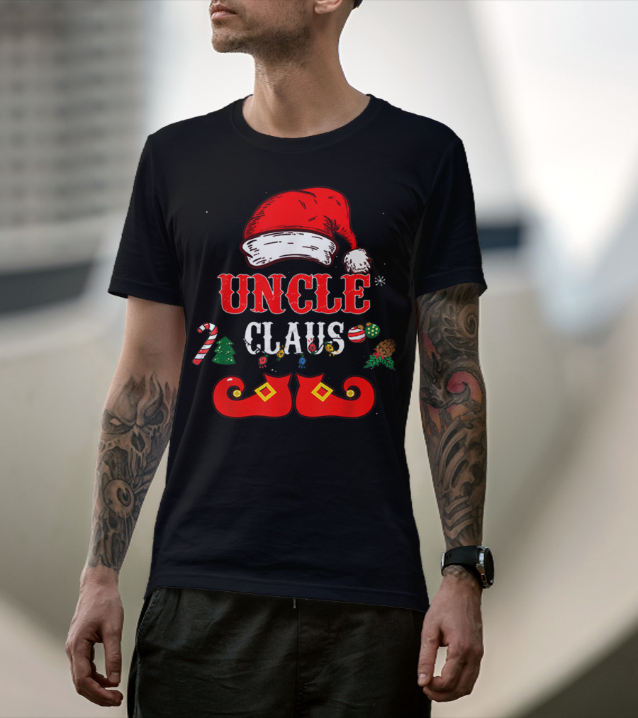 UNCLE CLAUS Santa Hat Candy Cane Christmas Ornaments Shoes T-Shirt