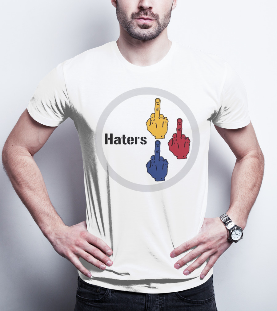 Haters Yellow Red Blue Middle Finger Steelers Haters T-Shirt